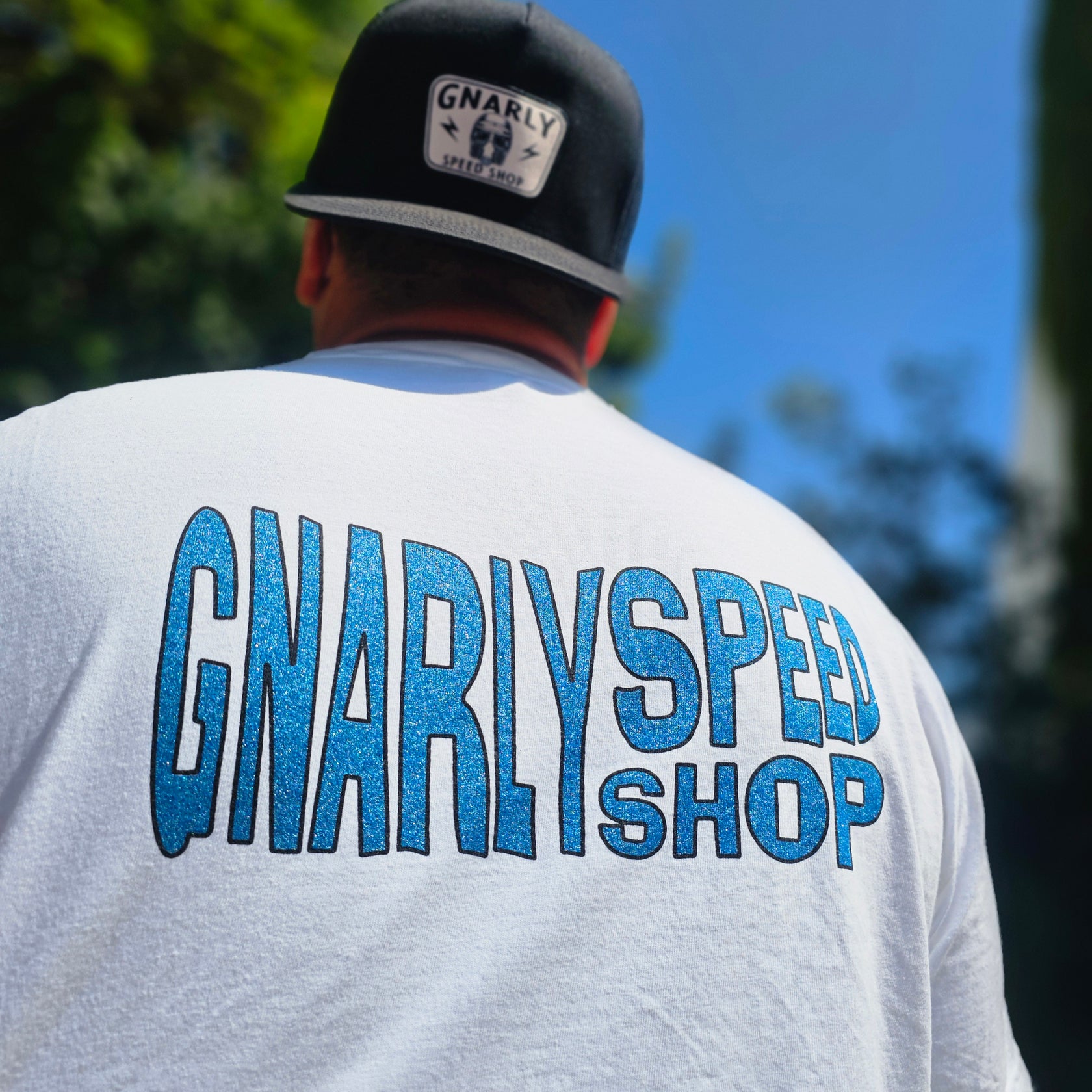 LAST CHANCE SALE Totally Gnarly Blue Glitter Logo Shirt – GNARLY SPEED SHOP